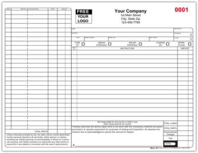 Automotive Repair Shop 2 or 3 part form | Printit4Less.com