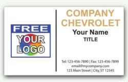 White Chevrolet Auto Sales Business Card with Logo