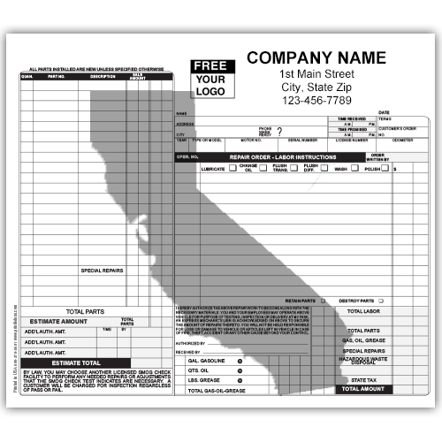 Auto Service Invoices - Repair Forms