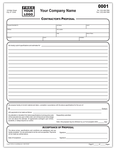 Contractor Bid Proposal Template HQ Template Documents