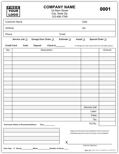 Garage Door Repair Invoice Template Dandk Organizer