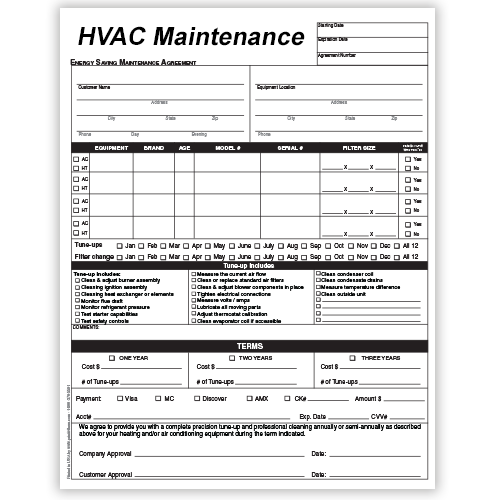 HVAC Service Invoice Form, HVAC Invoices Customized