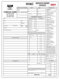 HVAC Service Invoices : PrintIt4Less