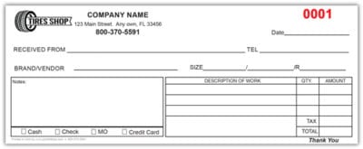 Tire Shop Receipts - 2 part or 3 part | Printit4Less.com
