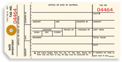 Inventory Tag with Stub: Pre-numbered printed tag | Printit4less.com ...