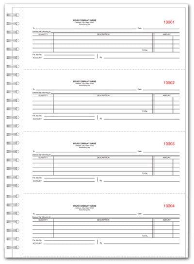 Custom Purchase Order book 4-up