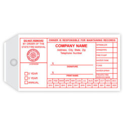 California Dry Sprinkler Inspection Tag