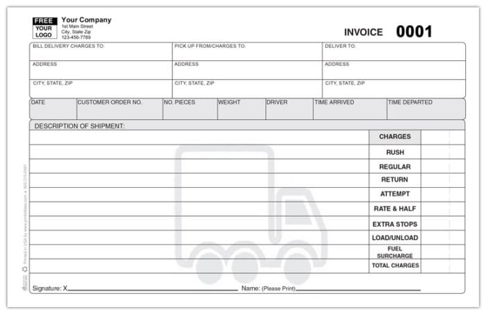 Courier - Delivery Invoice Form 760