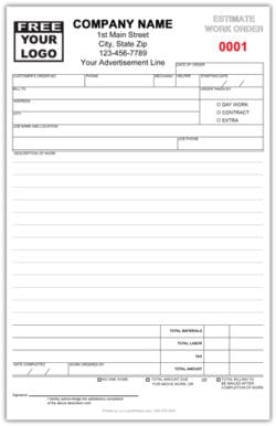 Custom Work Order Forms | Work Order Receipt | Work Order Template ...