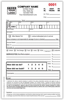 Locksmith Roadside Service Invoice