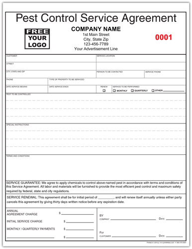 Pest Control Service Agreement Form PrintIt4Less
