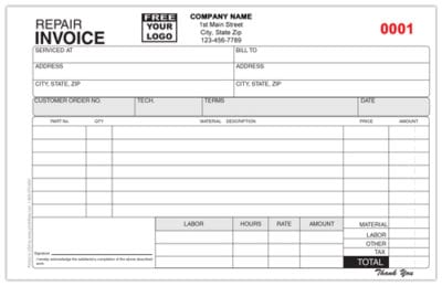 Pool Spa Repair Invoice Form