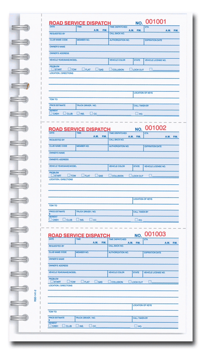 Road Service Dispatch Book : PrintIt4Less