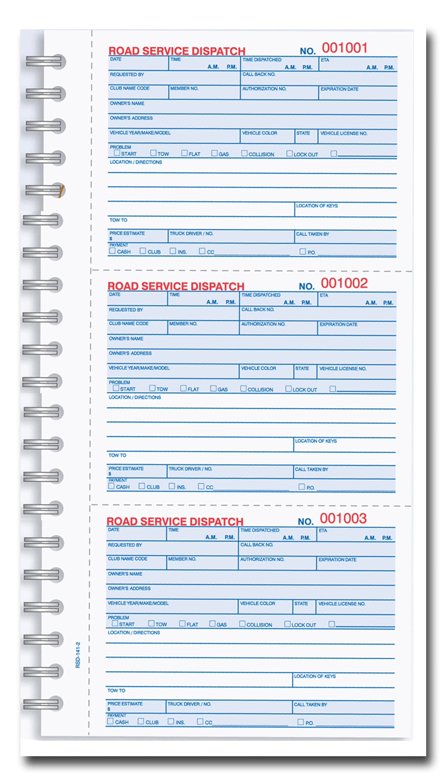 Road Service Dispatch Book : PrintIt4Less