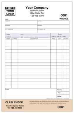 Small Invoice with Claim Check