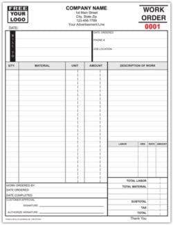 Custom Work Order Forms | Work Order Receipt | Work Order Template ...