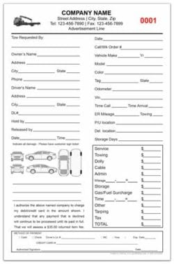 Custom Printed Towing Service Form | Printit4Less.com