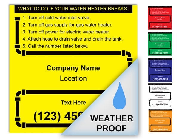 Weatherproof Water Heater Label | Printit4less.com : PrintIt4Less