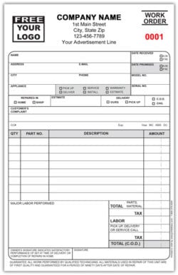 Custom Work Order Forms | Work Order Receipt | Work Order Template ...