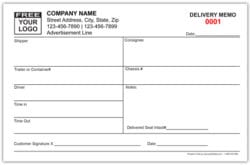 Delivery Memo: Custom Trucking Form | Printit4Less.com