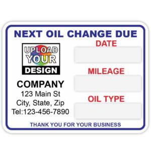 Custom Oil Change Sticker - Cling | Printit4Less.com