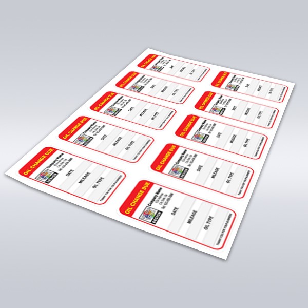 Static Cling Label Oil Change Due Sticker | Printit4Less.com