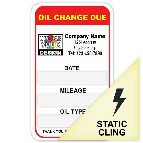 Static Cling Label Oil Change Due Sticker | Printit4Less.com