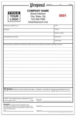 Proposal Forms: Custom Printed Forms | Printit4less.com