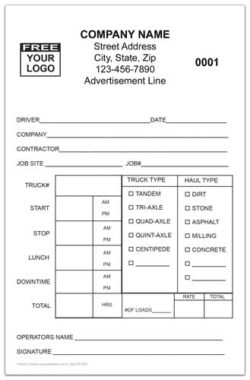 Hauling Tickets: Custom Towing Forms | Printit4Less.com : PrintIt4Less