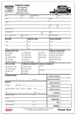 Towing Receipt - Roadside Assistance Receipt Printing | Prinit4Less