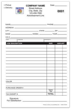 Small Work Order Forms for Auto Sales & Services | Printit4Less.com