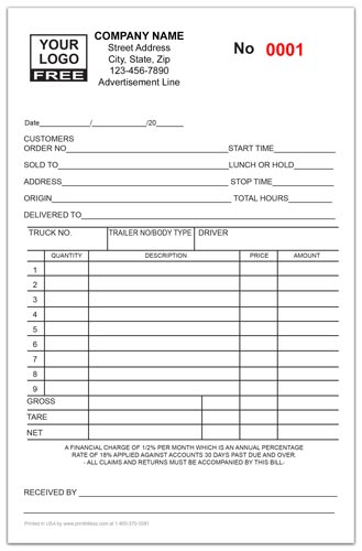 Trucking Company Invoices Custom Forms Printit4Less