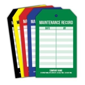 Maintenance Record Tags : Custom Printed Tags for Parts and Equipment