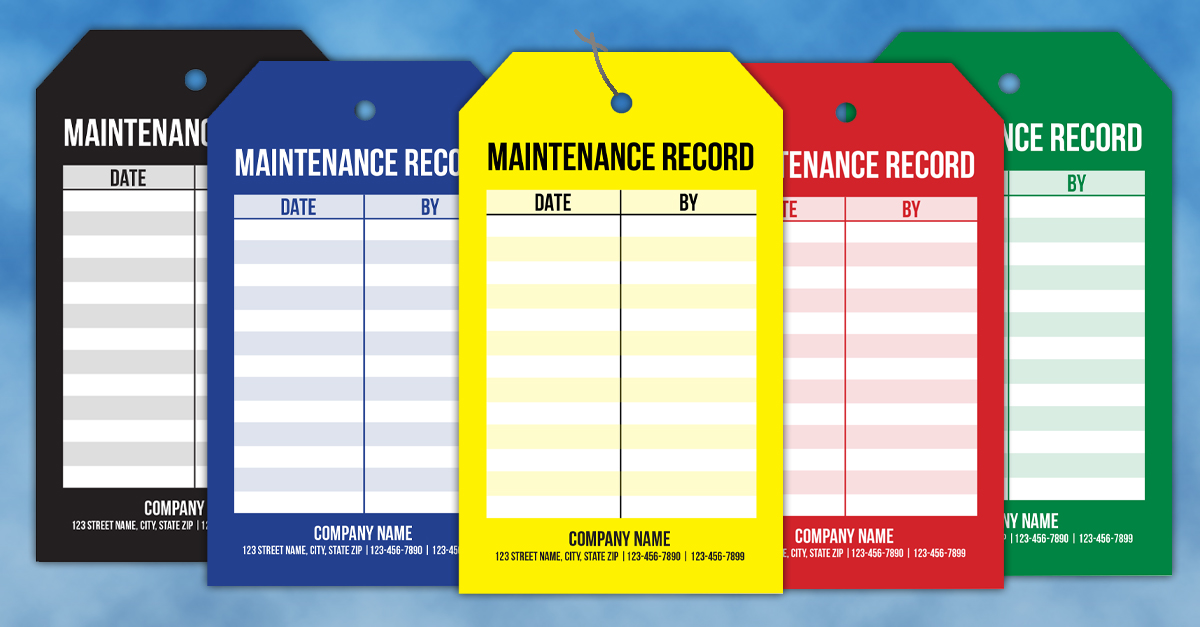 Maintenance Record Tags Custom Printed Tags For Parts And Equipment