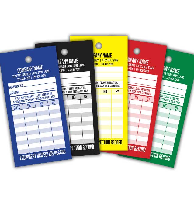 Equipment Inspection Record Tags: Custom Printed Tags for Equipment