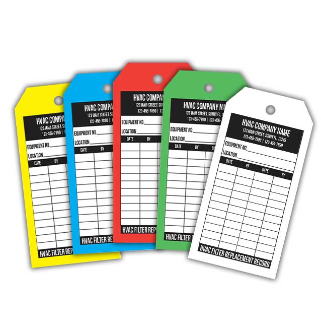 HVAC Filter Replacement Record Tags : Custom Printed Tags