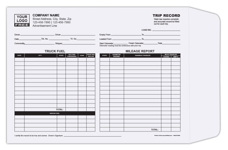 Truckers Trip Record Envelopes: Custom Envelopes | Printit4less.com Truckers Trip Record Envelopes: Custom Envelopes | Printit4less.com