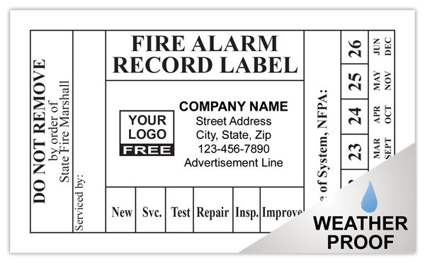 Fire Alarm Record Labels: Custom Business Labels | Printit4Less.com ...
