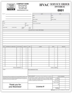 HVAC Service Invoices : PrintIt4Less
