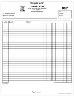 Estimate Sheets: Custom Business Forms | Printit4less.com