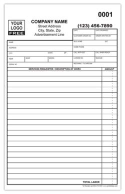 Auto Repairs and Roadside Service Invoices | Printit4Less.com