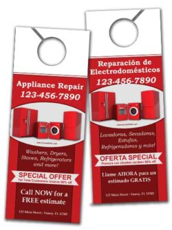 Appliance Repair Advertising Door Hanger - English and Spanish