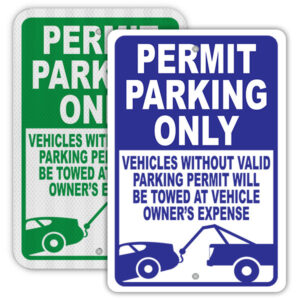 Permit Parking Sign with tow logo | Printit4Less.com