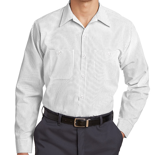 Red Kap Long Sleeve Striped Work Shirt | Printit4less.com
