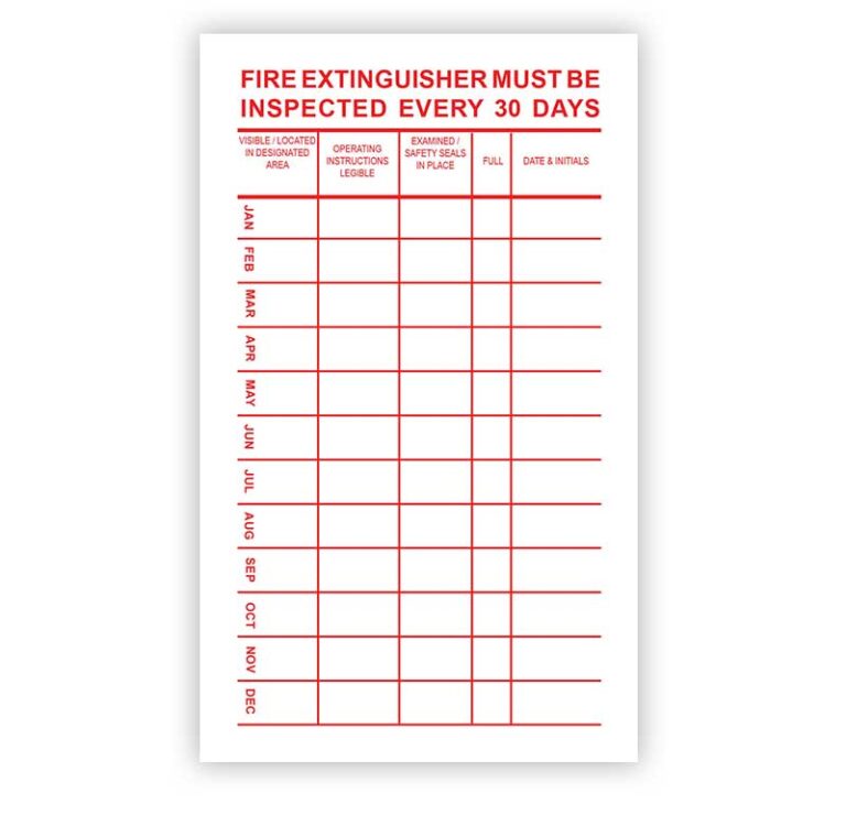 Fire Extinguisher 30 Day Label | Printit4less.com