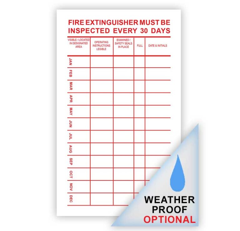 Fire Extinguisher 30 Day Label | Printit4less.com