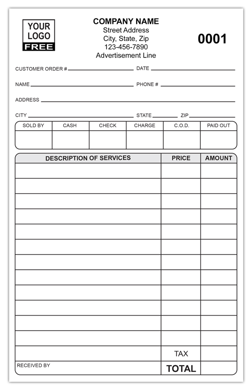 Pressure Washing Sales Receipt Invoice Form | Printit4less.com