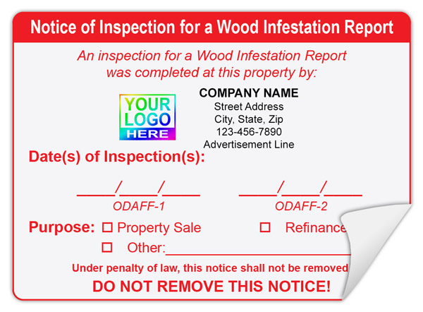 Pest Control Notice of Inspection Label | Printit4Less