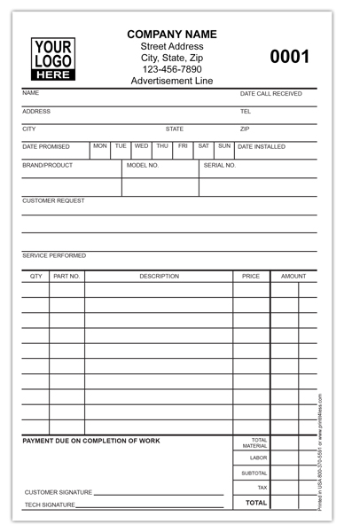 Appliance Work Order Form | Printit4less.com